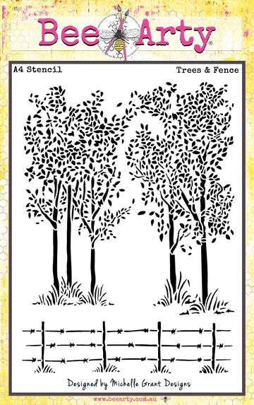 BeeArty-Outback Country-Stencil-Tree & Fence – Scrapbookit Shop